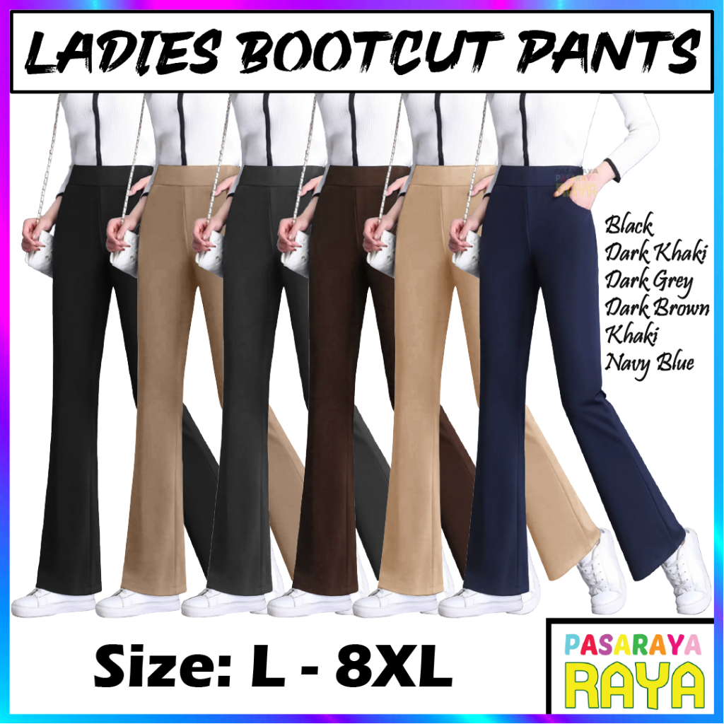 Seluar Bamboo Slack Bootcut Plus Size L-8XL Perempuan Ladies Bootcuts ...
