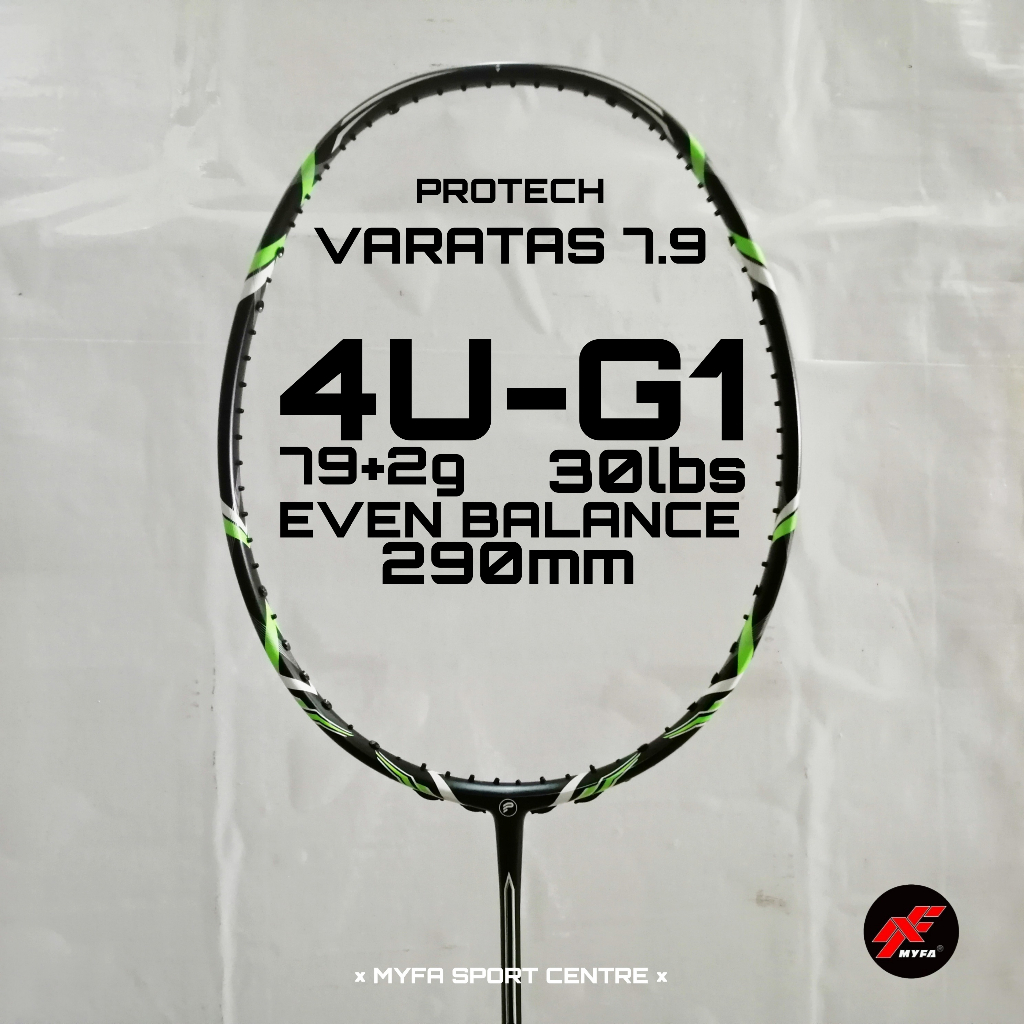 Badminton racket Protech Varatas 7.9 with string & grip | Shopee Singapore