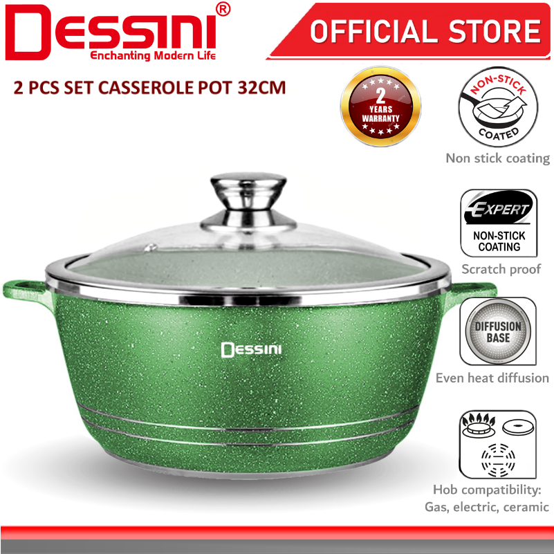 DESSINI Loose Items Casserole Non Stick Pot Bowl Pan Cookware with ...
