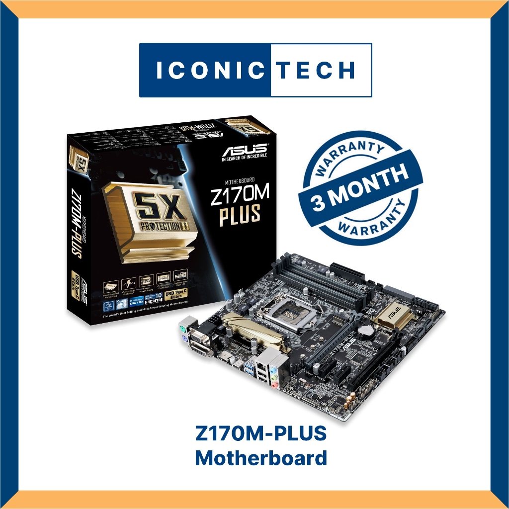 ASUS Z170M-PLUS Socket LGA 1151 Intel Z170 Micro ATX Motherboard (For ...
