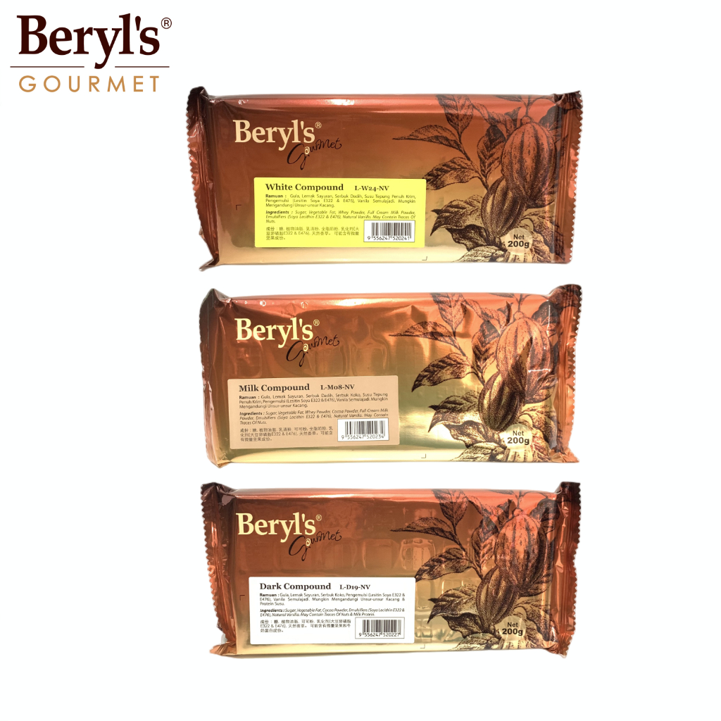 Beryl's Gourmet Chocolate Bar Dark Compound Milk Compound White ...