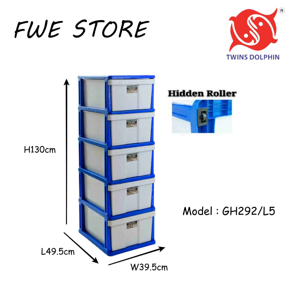 Twins Dolphin 5 Stage Plastic Drawer / Plastic Cabinet / Storage ...