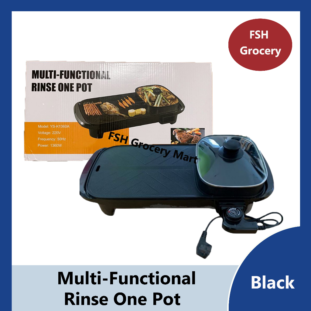 2-in-1 Multifunctional Electric Steamboat BBQ Grill Hot Pot Set ...