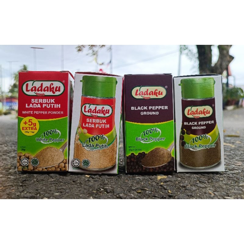 Ladaku White Pepper Powder 30+5g & Black Pepper Ground 35g | Shopee ...