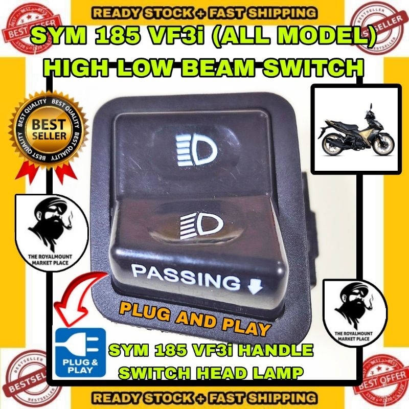 SYM 185 VF3i LAMPU TINGGI RENDAH SWITCH PASSING LIGHT VF3I ECU EXHAUST ...