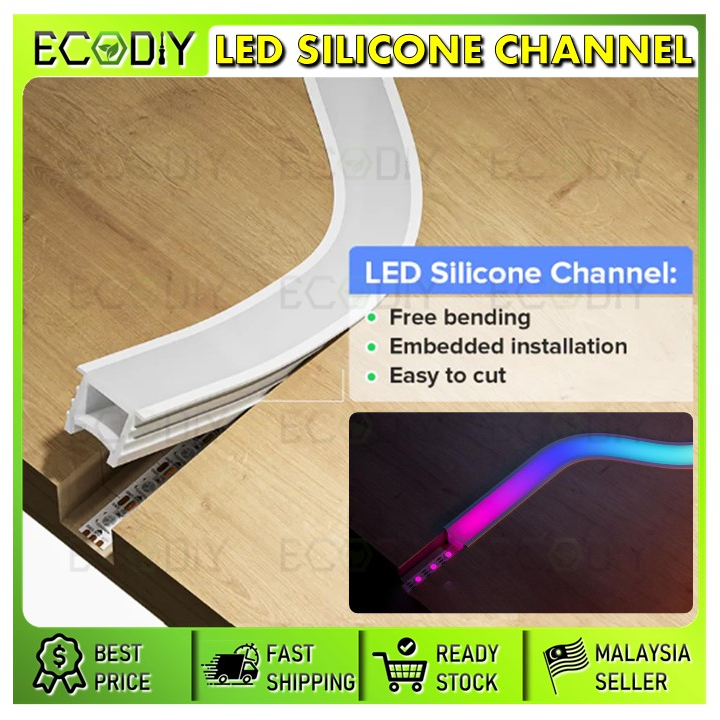 ECODIY LED Silicone Channel Strip Light Rubber Silicone Casing Profile ...