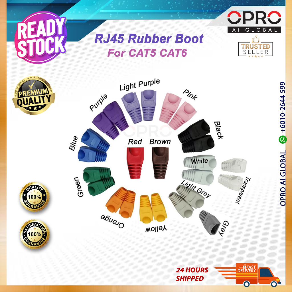 [100PCS] RJ45 Rubber Boot / RJ45 End Cap / Network Cable Connector ...
