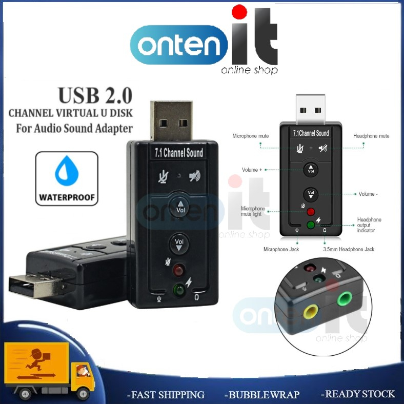 7.1 Channel External USB Sound Card With Jack 3.5mm Headphone Microphone 3D Virtual Audio ...
