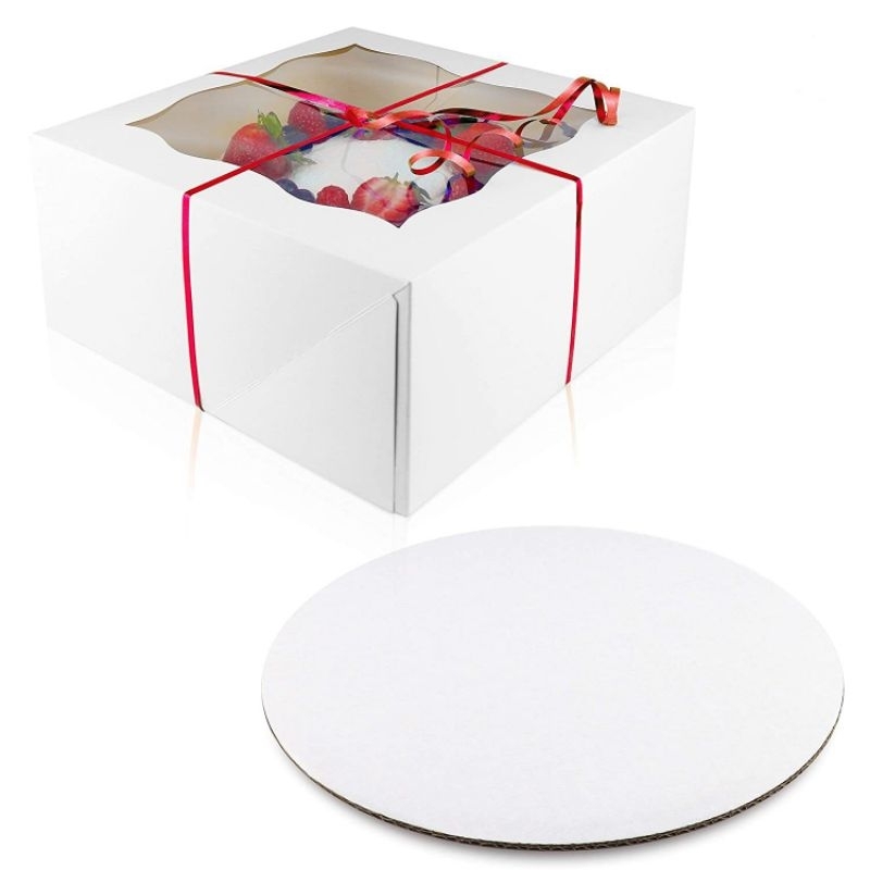 10 INCH WINDOW CAKE BOX WITH WHITE BASE FOOD PACKING BOX KOTAK KEK ...
