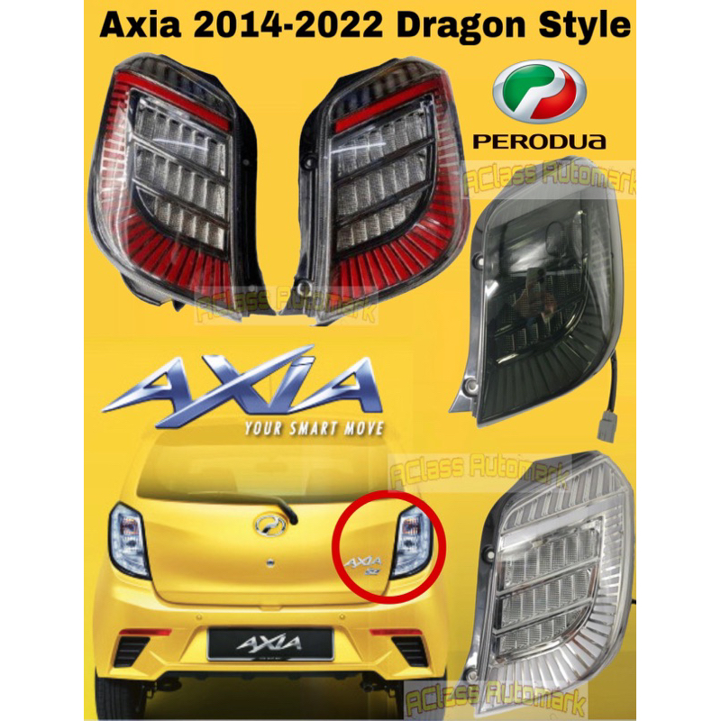 Perodua Axia 2014-2022 Dragon Scale Albino Smoke Tail Lamp Led With ...