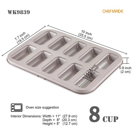CHEFMADE 10 Cup Non-stick Cigar Financier Cake Mold WK9839 | Shopee ...