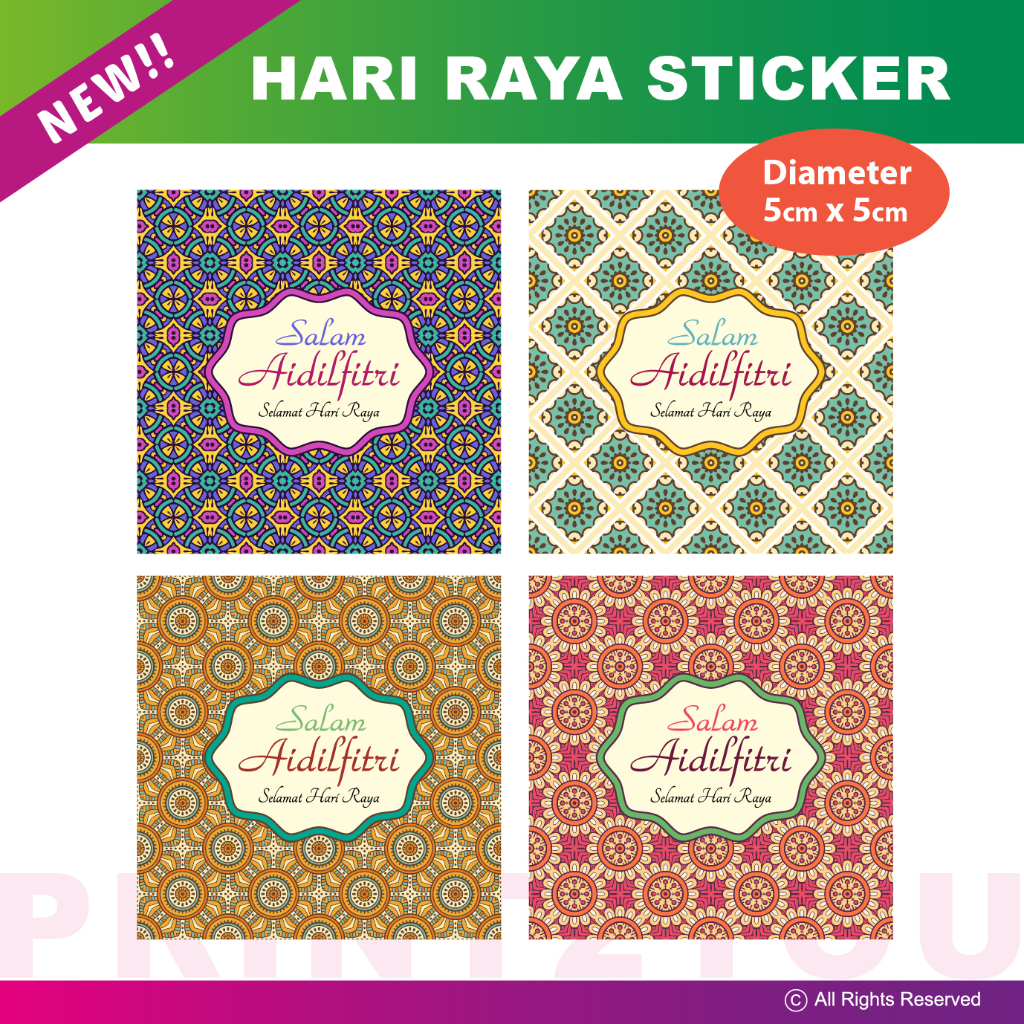 | 100PCS | 2023 HARI RAYA | SELAMAT AIDILFITIRI | STICKER | Shopee ...