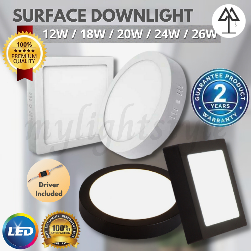 LED Surface Downlight 12W 18W 24W Mounted Plaster Ceiling Mount Down ...