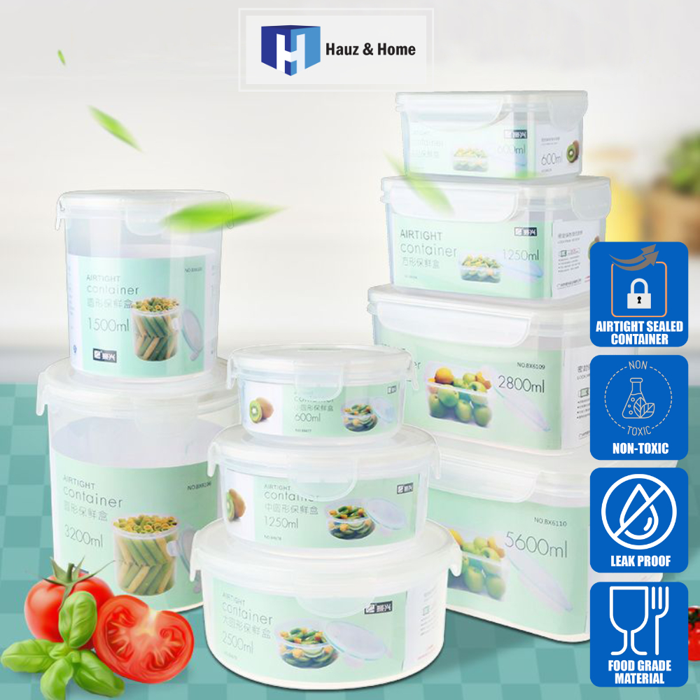 ZENXIN 600 / 1250 / 1500 / 2500 /3200ml Airtight Round Tupperware Food ...