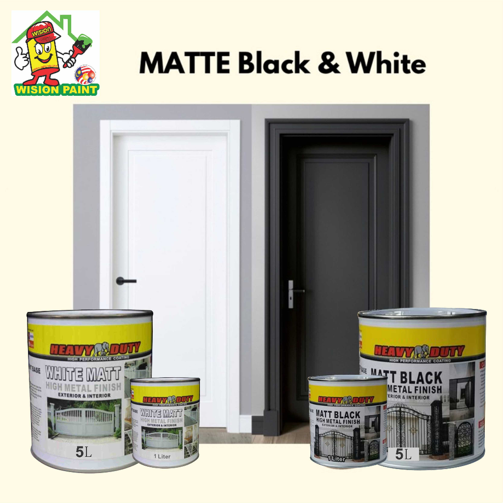 1 LITRE ( 1L ) MATT FINISH PAINT FOR WOOD AND METAL BLACK MATTE or ...