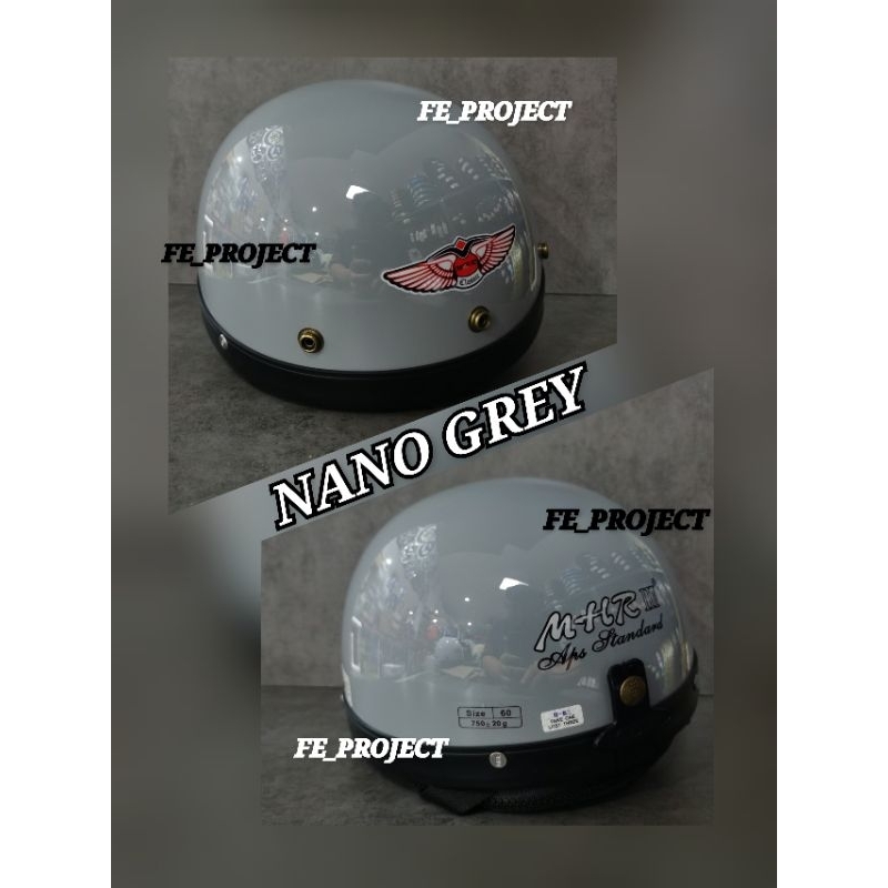 NANO GREY MHR III Helmet Separuh 1/2 Half Cut (All packing in box ...