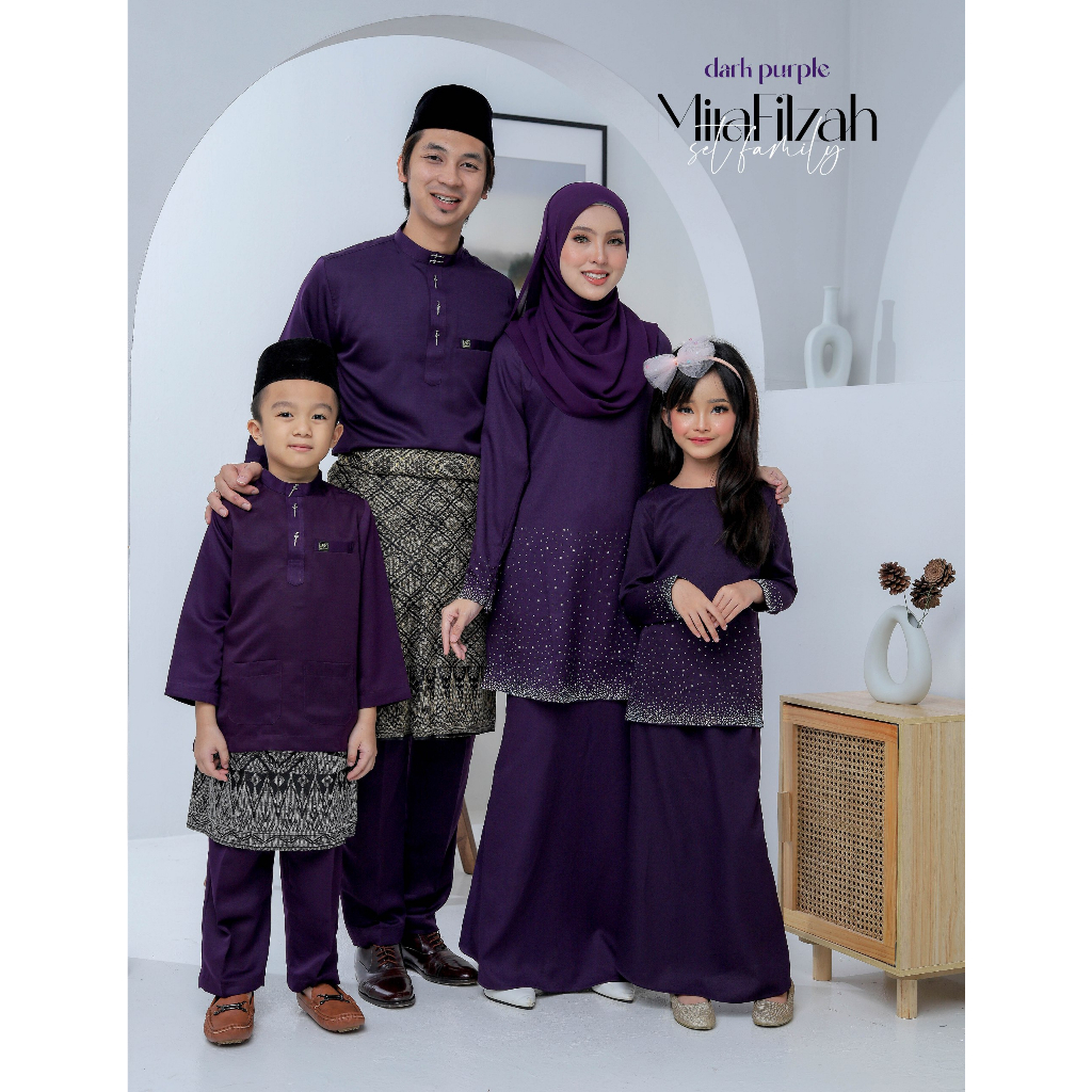 BAJU RAYA MODEN SET FAMILY MIRA FILZAH EXCLUSIVE (DARK PURPLE) | Shopee ...