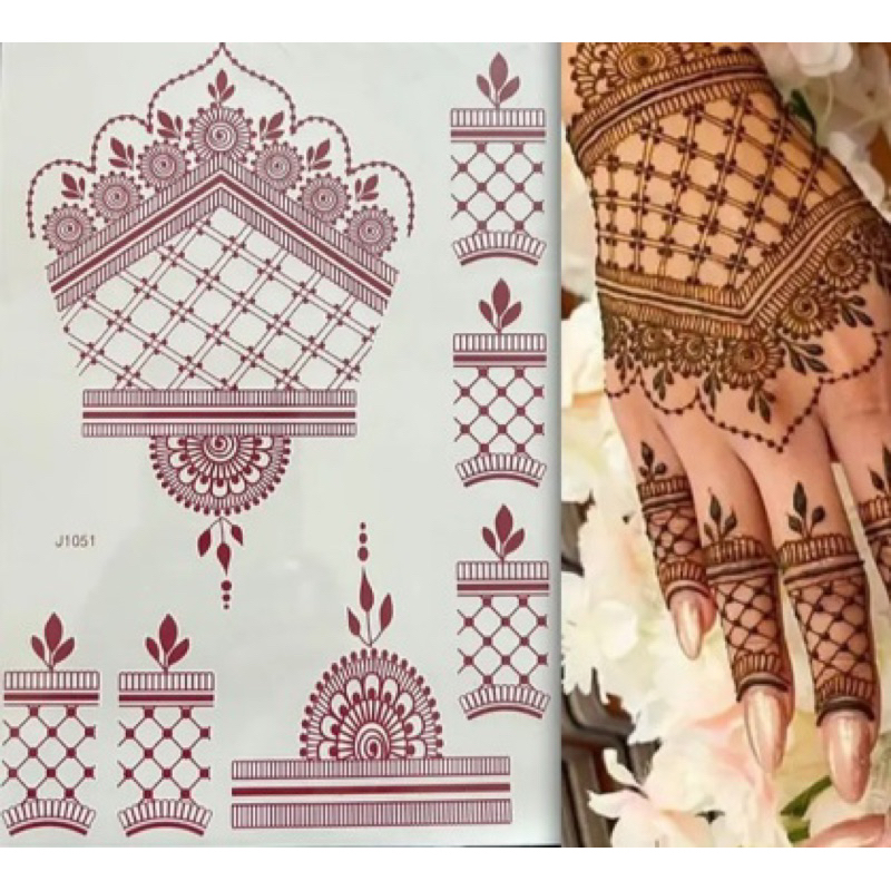 HENNA Mudah Maroon Henna Sticker Inai Waterproof Temperory Lace Henna ...