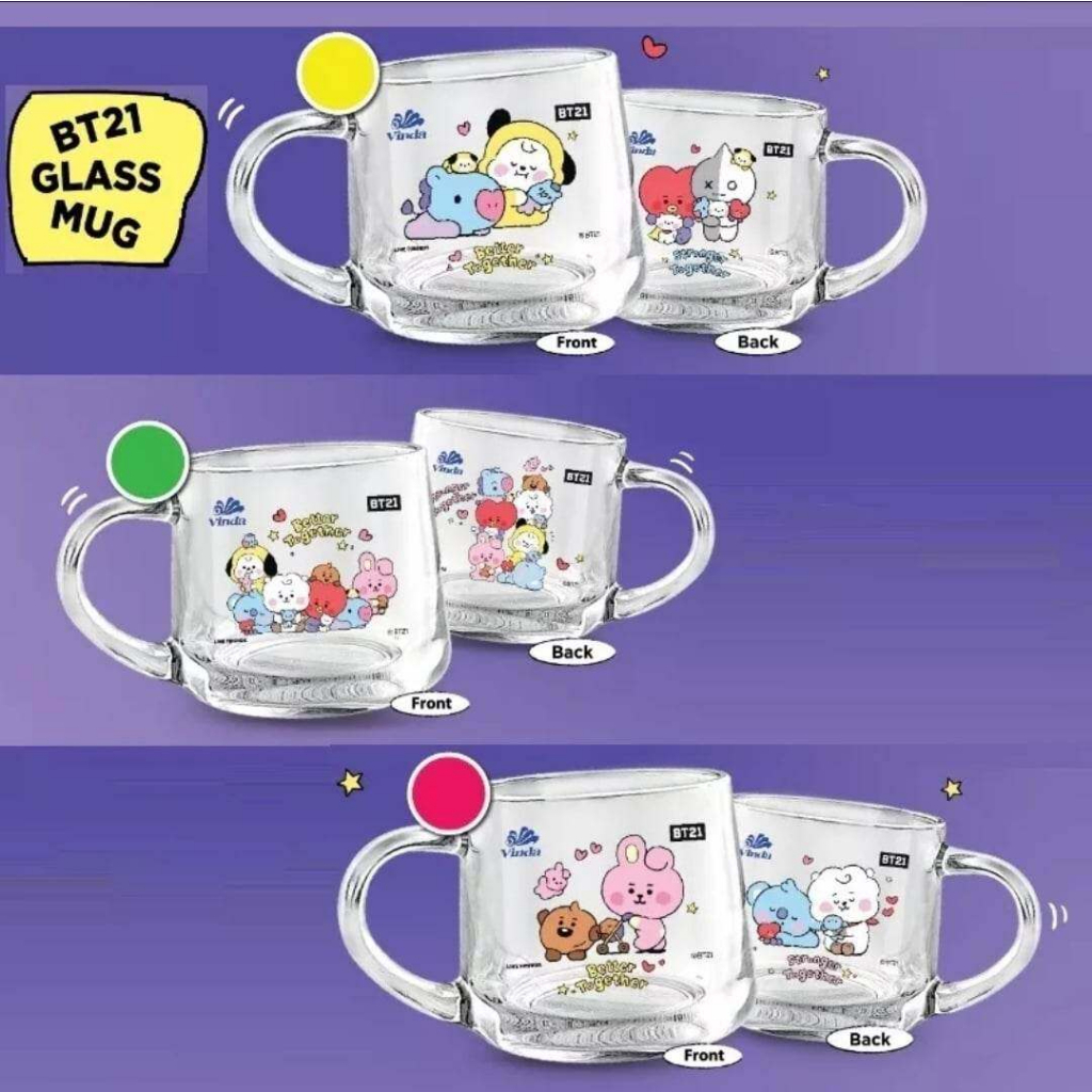 BT21 Glass Mug (assorted design) (Vinda premium) | Shopee Singapore