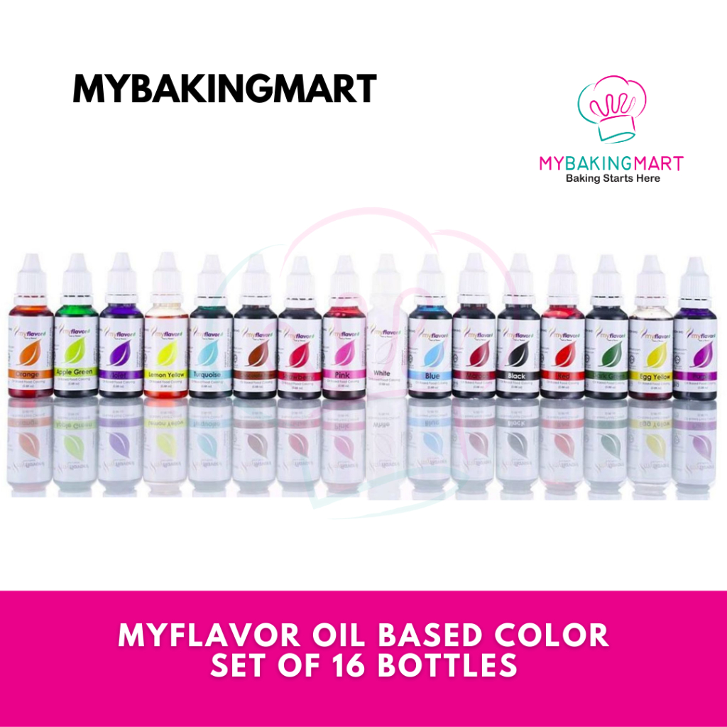 Mybakingmart | Myflavor Oil Soluble Color Set of 16 Bottles/Oil-Based ...