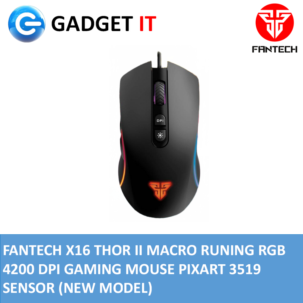 FANTECH X16 THOR II MACRO RUNING RGB 4200 DPI GAMING MOUSE PIXART 3519 ...