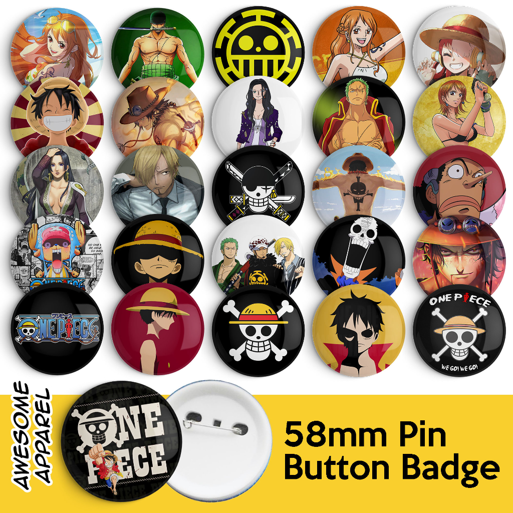 One Piece Anime Designs 58mm 44mm Button Badge with Pin (Z629-Z678 ...