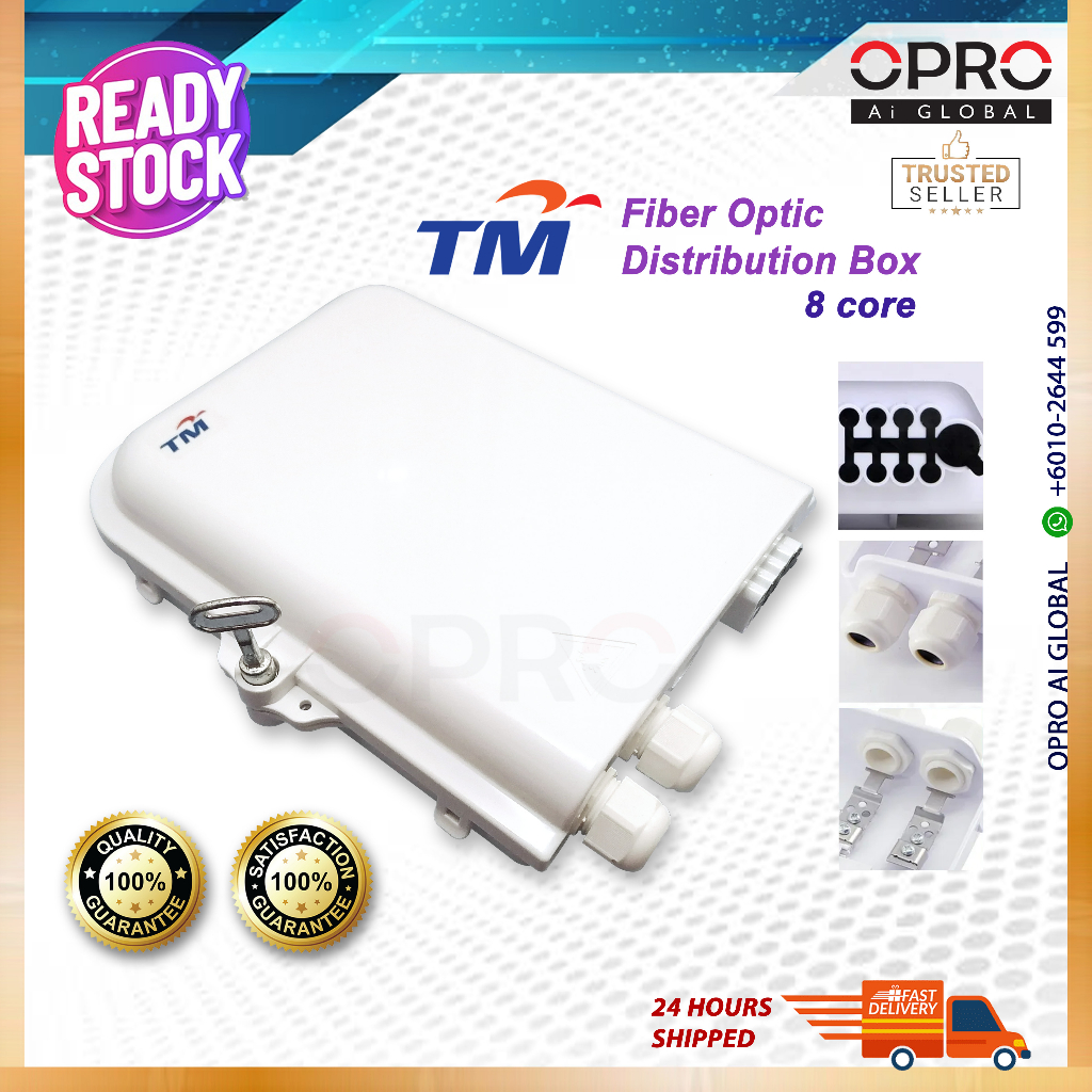 8 Port Fiber Optic FTTH Termination Box (FTB) / Distribution Box (Waterproof with Allen Key ...