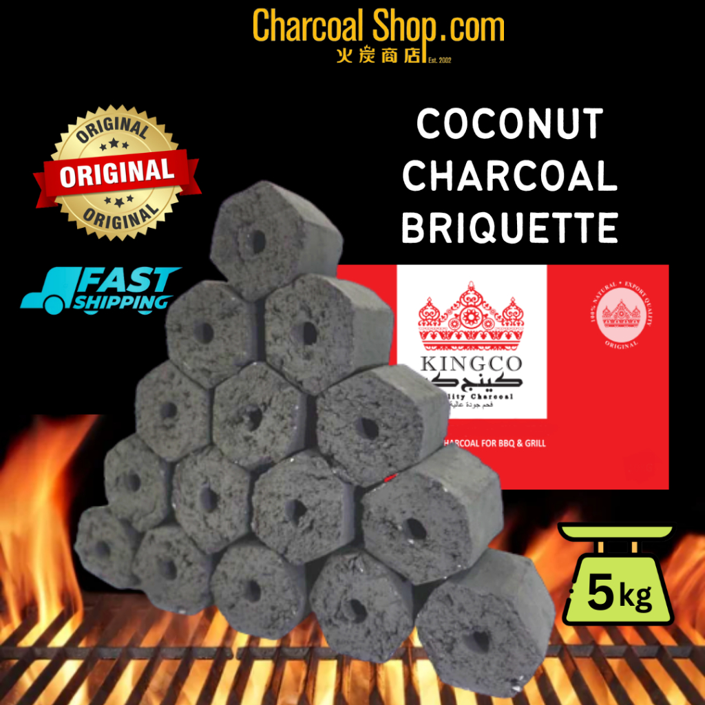 CHARCOAL BBQ ARANG KAYU 火炭 (Coconut Charcoal Briquette - 5kg) | Shopee Singapore
