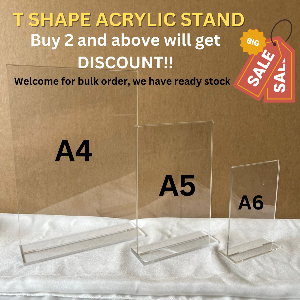 Acrylic Paper T shape stand holder A4/A5/A6 Portrait Package ...