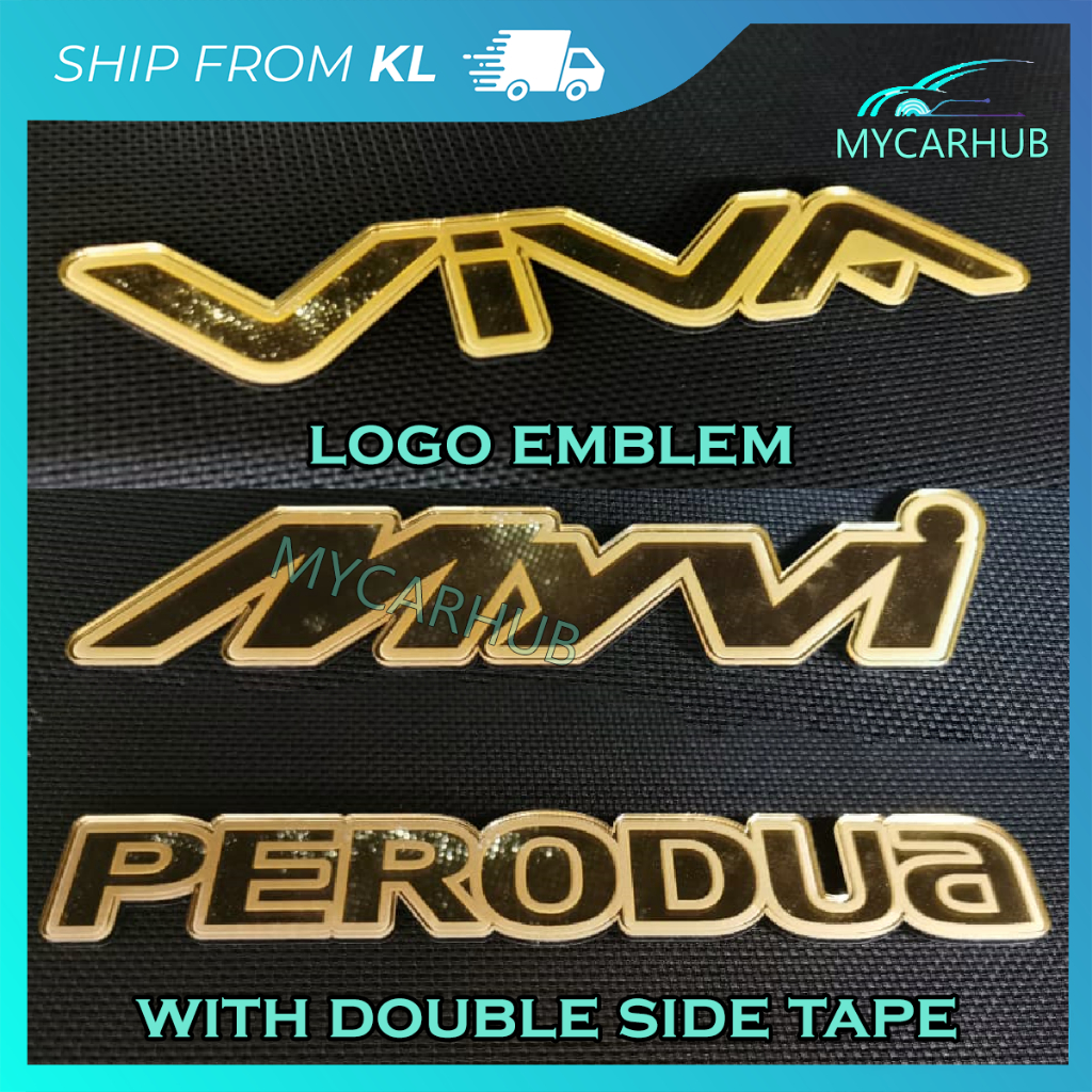 PERODUA Myvi Viva Logo Emblem Chrome Gold (1 Pcs) | Shopee Singapore
