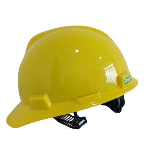 MSA Helmet V-Gard Safety Helmet With Fas Trac Suspension and Zebra Chin ...