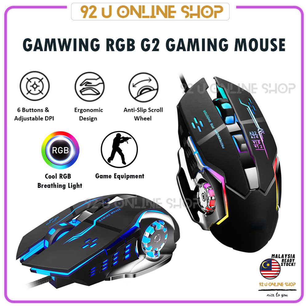GAMWING G2 WIRED USB 6 BUTTONS GAMING MOUSE WITH ADJUSTABLE DPI ...