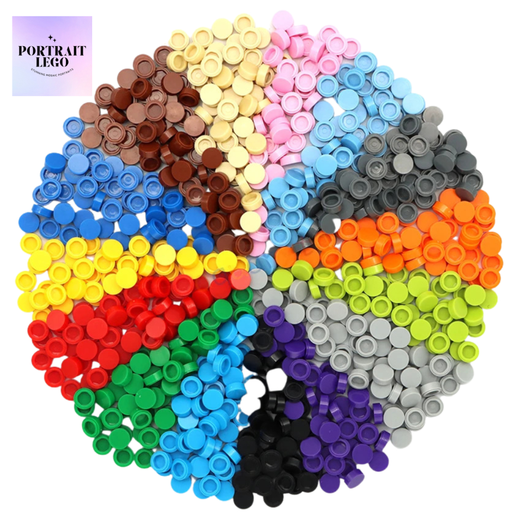 100 pieces | 50 Color option (Lego Compatible) OEM 1x1 Flat Tile Round ...