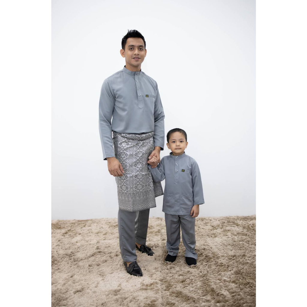 Baju MELAYU RAYA SET Father And Son (Grey) | Shopee Singapore