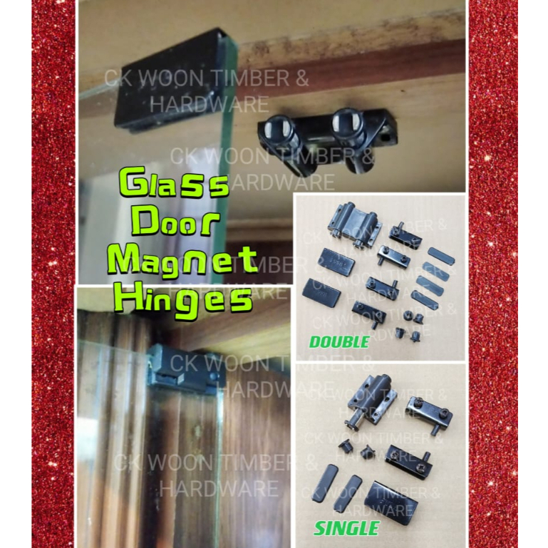Glass Door Magnet Hinges Black Single or Double Magnetic Catch | Shopee ...