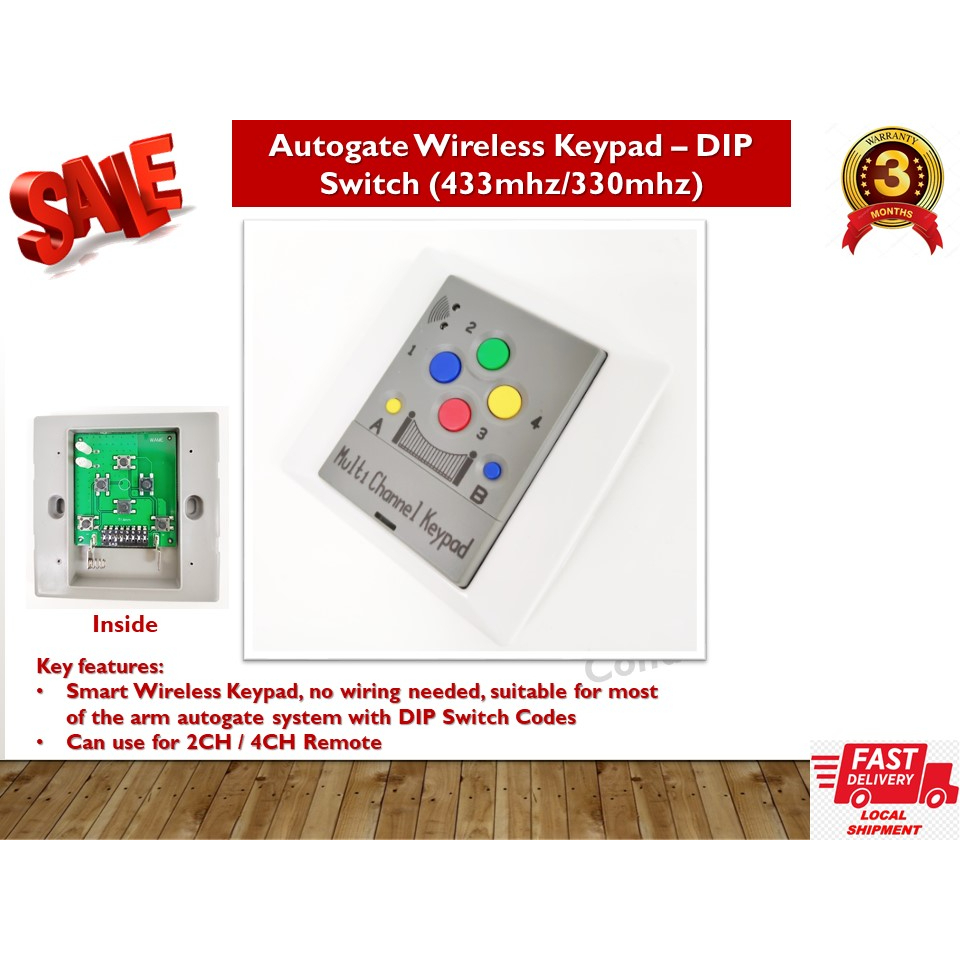 Autogate Wireless Keypad (DIP Switch Type) for 4 Channel / 2 Channel ...
