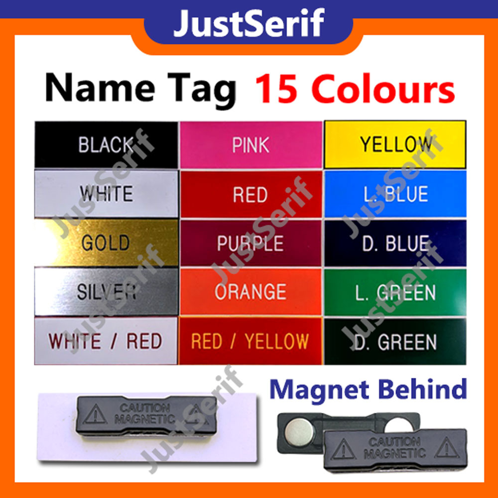 Name Tag Pengawas 1 line Rumi with Magnet fastner pin green, red, merah ...