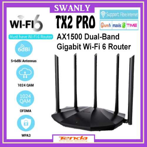Tenda TX2 Pro AX1500 Dual Band Gigabit Wi-Fi 6 Wireless Router SUPPORT ...