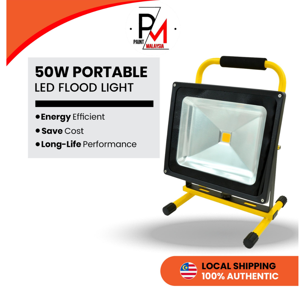 LED Portable Flood Light 50W Rechargeable Outdoor Lamp Camping Lamp Cordless Work Lamp Lampu ...