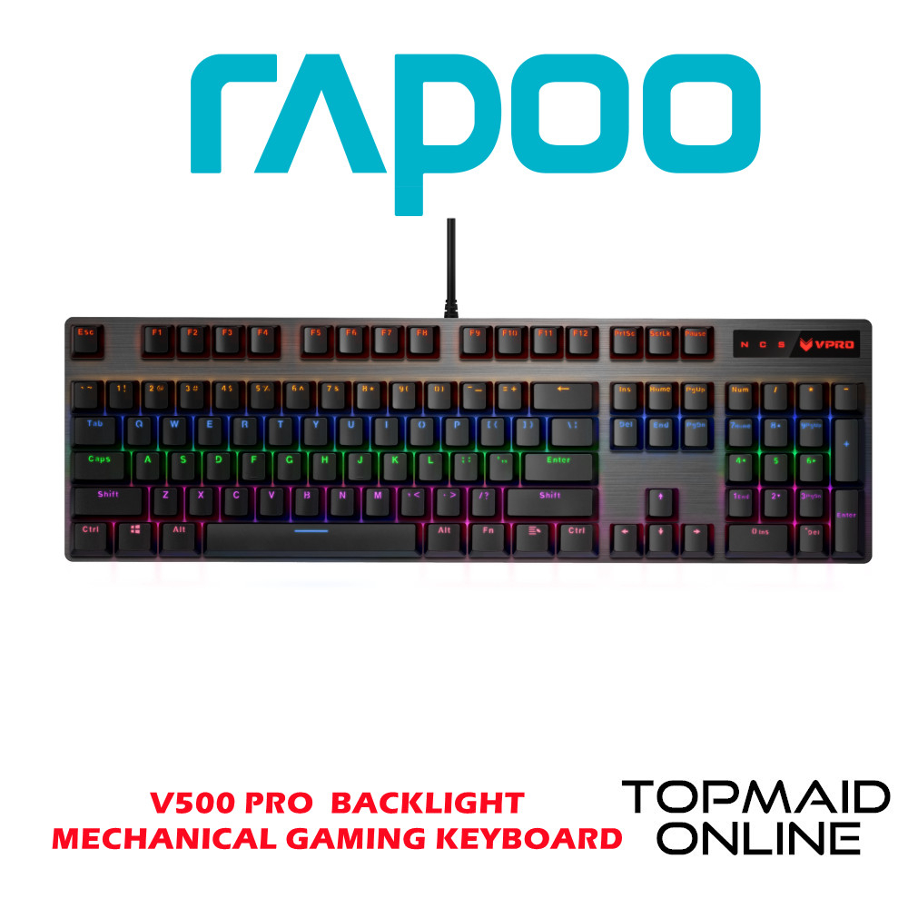 RAPOO GAMING V500 PRO MULTIMODE BLUE SWITCH MECHANICAL KEYBOARD | Shopee Singapore