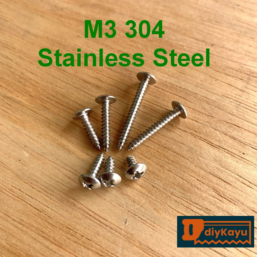 M3 4 Truss Head 304 Stainless Steel Wood Self Tapping Screw Skru Kayu ...