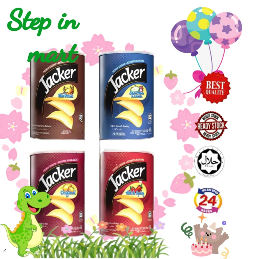 JACKER POTATO CRISPS BARBECUE/SOUR CREAM & ONION/HOT & SPICY 60G ...
