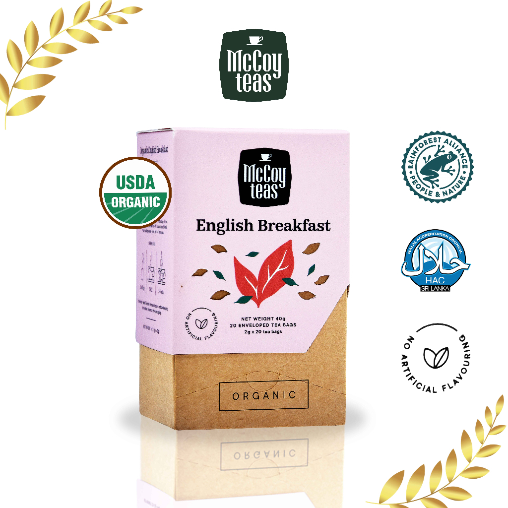 McCoy English Breakfast Organic Tea Individually Wrapped Teabag Halal ...