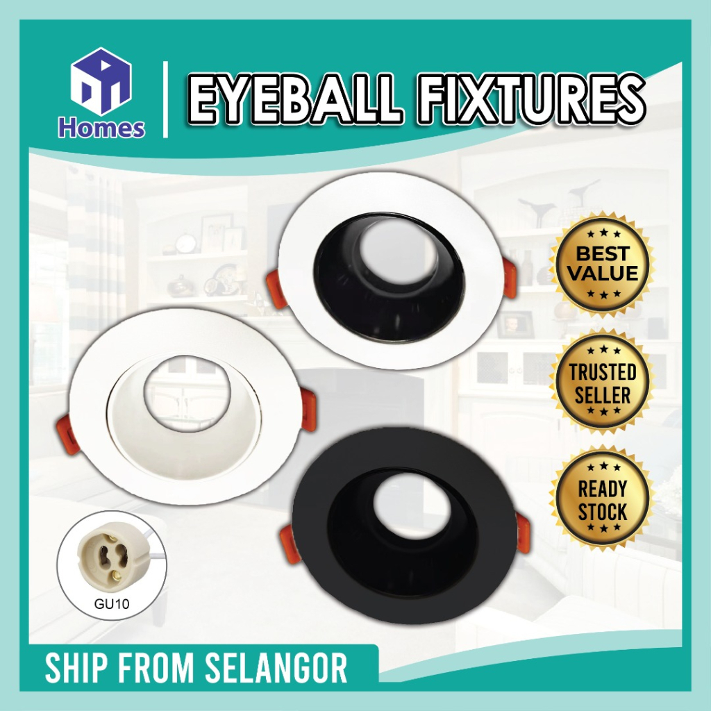 Anti-Glare Eyeball GU10 Eyeball Downlight Casing Round Adjustable Angle ...