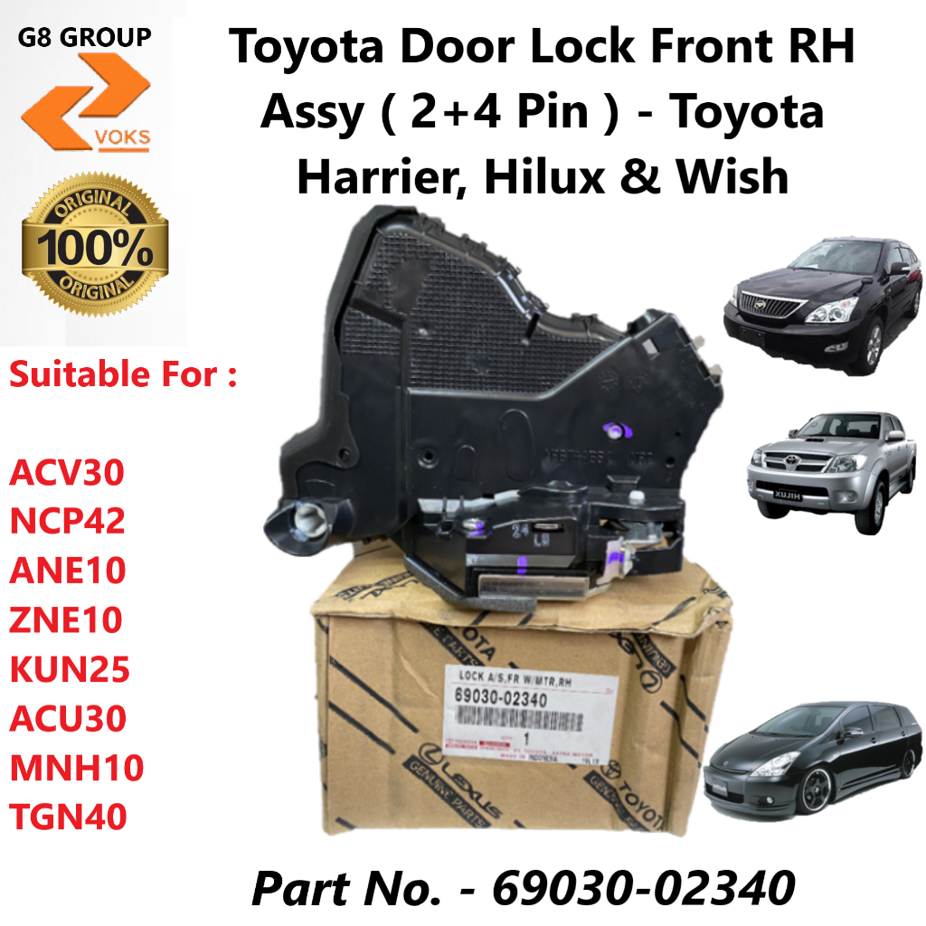 Toyota Door Lock Front RH Assy ( 2+4 Pins ) - Toyota Harrier, Hilux ...
