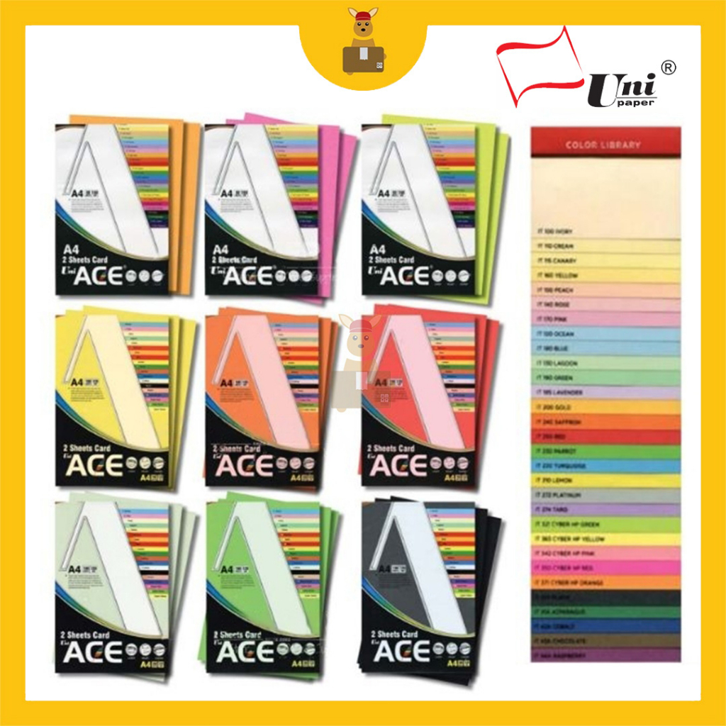 UNI Ace A4 Two Sheets Card Colour Card Kad Warna (100 Sheets / 120gsm ...