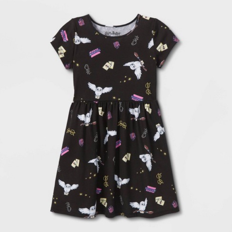 Girls' Harry Potter Hedwig Short Sleeve Dress (Black) | Shopee Singapore