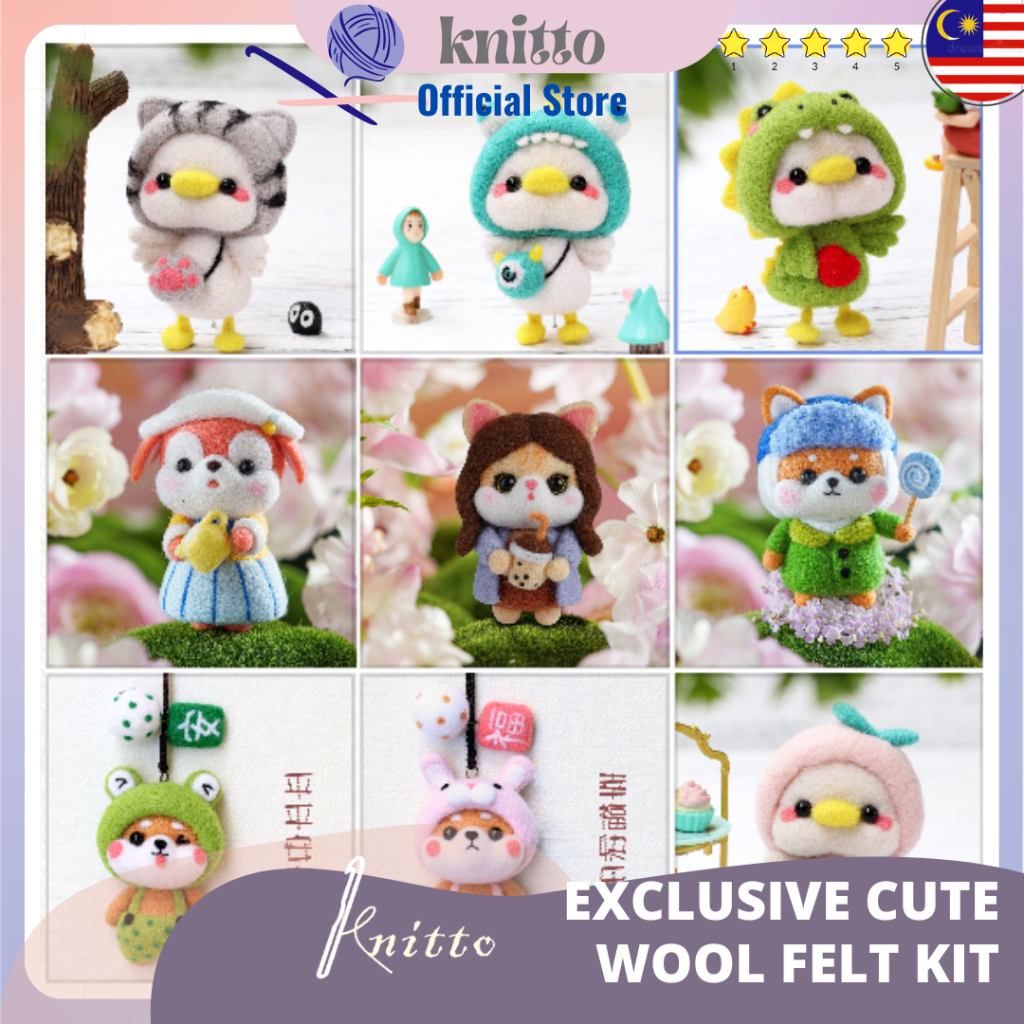 Cute Wool Felt Kit for Beginners DIY Kit Handmade Keychain Needle ...