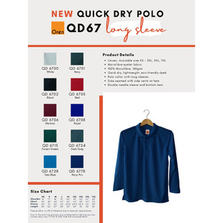 BLACK QD6702 100% MICROFIBER JERSEY QUICKDRY COLLAR LONG SLEEVE TSHIRT ...