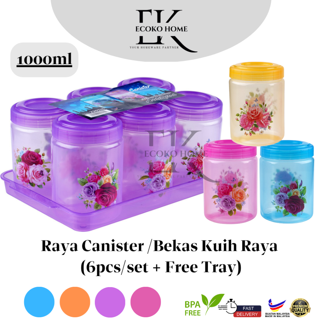 Bekas Kuih Raya Set / Cookies Container Set / Bekas Kuih Raya / Balang ...